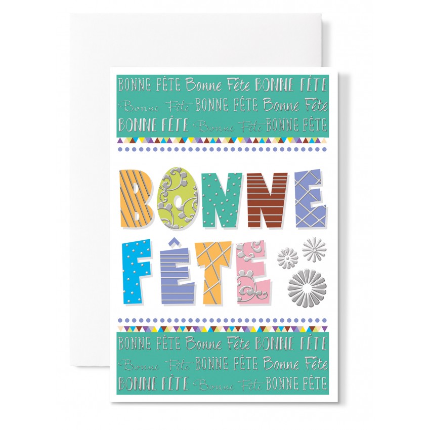 Carte Double Bonne Fête Ecritures bonne fete