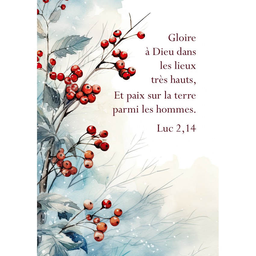 CARTE Fin d'année Aquarelle claire avec petites baies - Éditions Cedis