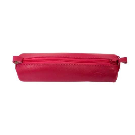 Trousse en cuir rose L 21cm, d 1.5cm