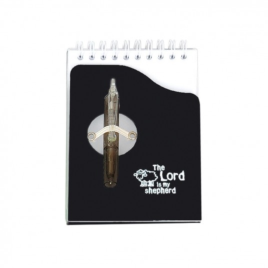 Bloc notes noir et son stylo