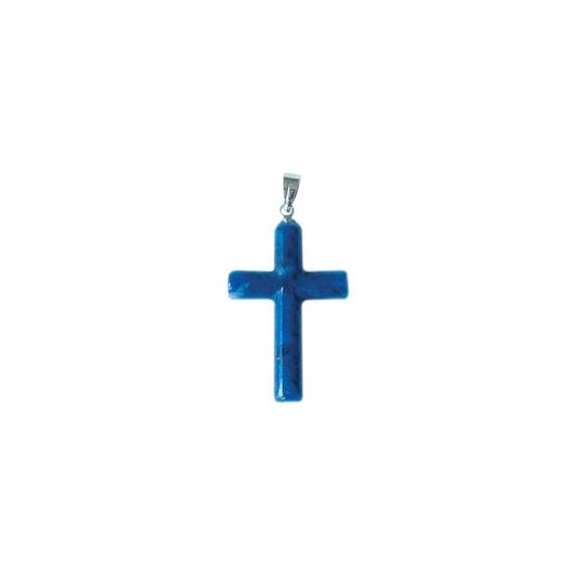Pendentif croix quartz bleu